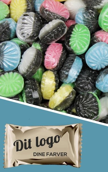 Billige bolsjer med logo | i små og store mængder | BEFREE.DK